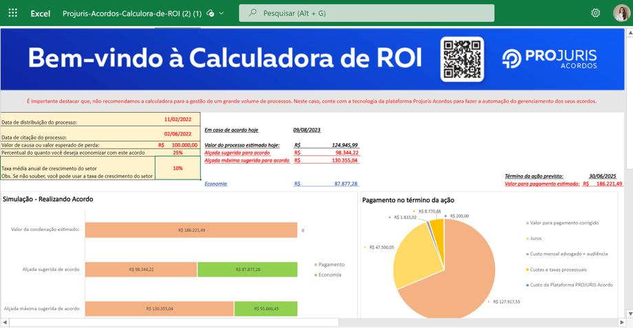 Projuris Acordos | Calculadora de ROI